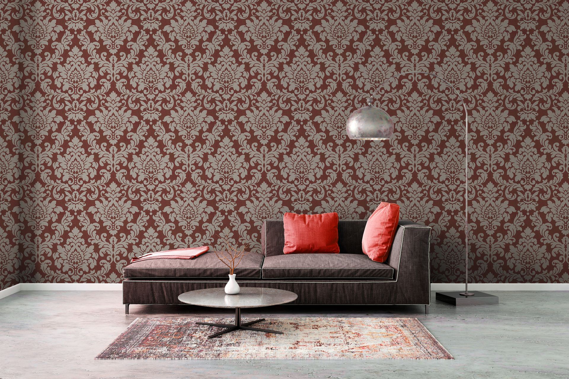 A.S. Création Trendwall, Barock Tapete, rot, gold 372705